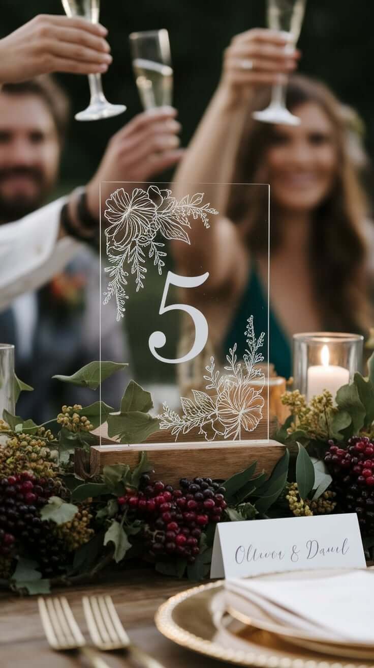 19 Modern Acrylic Wedding Table Number Signs – Fairy Tale Wedding Day